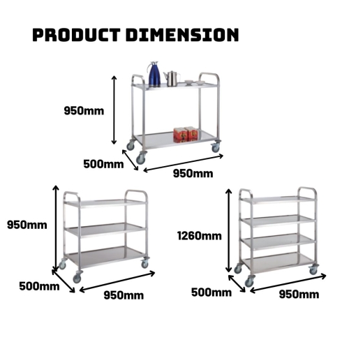 Bakery Stainless Steel Food Trolley (2/3/4 Tier) | Largest One-stop ...